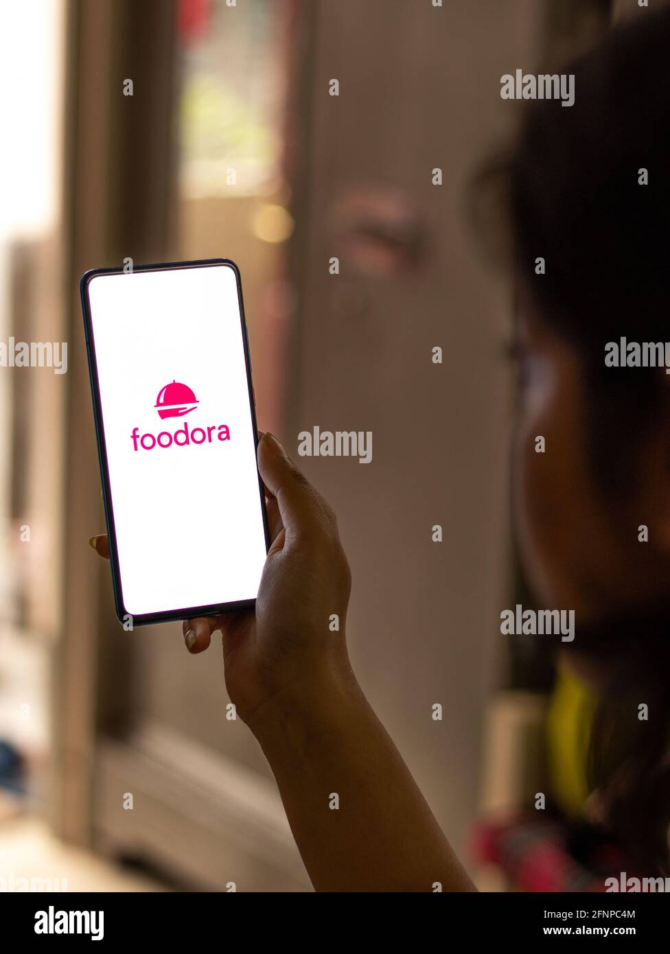 Assam, india - May 18, 2021 : Foodora logo on phone screen stock image ...