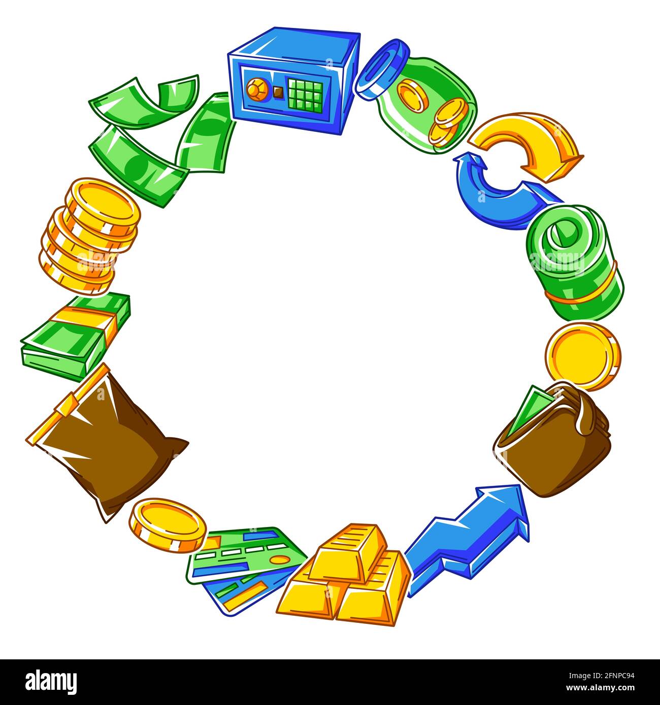 Banking frame with money icons. Business concept with finance items ...