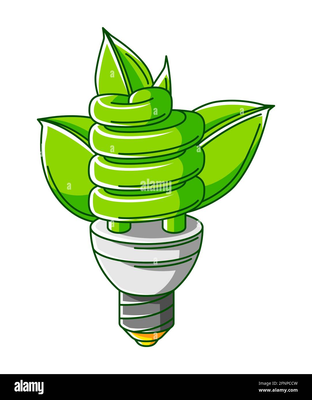 Illustration of energy saving light bulb with leaves. Ecology icon and ...