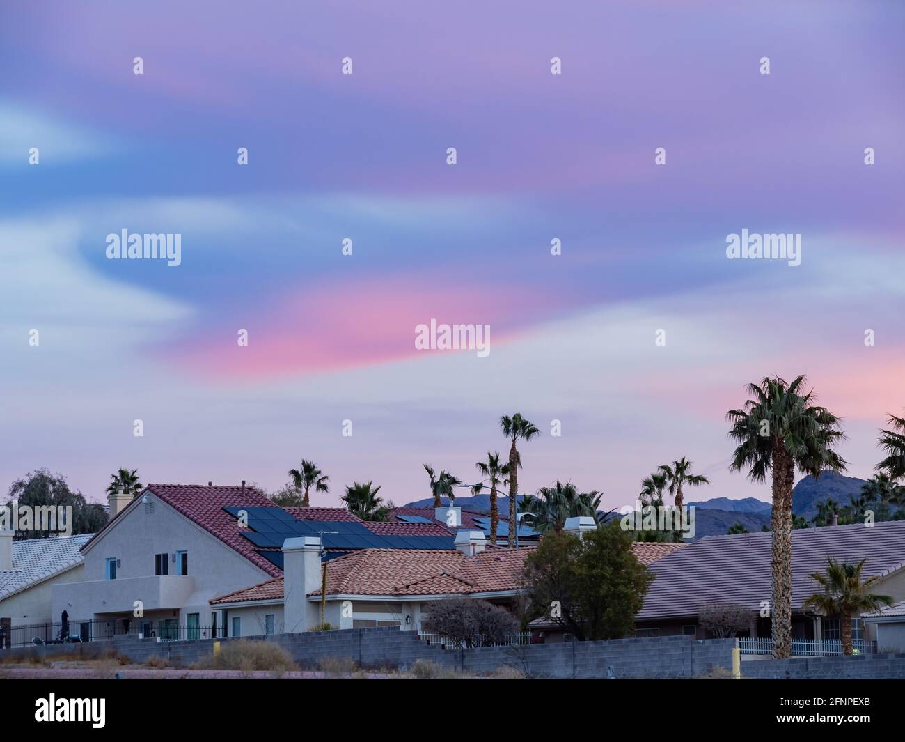 Beautiful afterglow, clouds and some residence building at Henderson ...