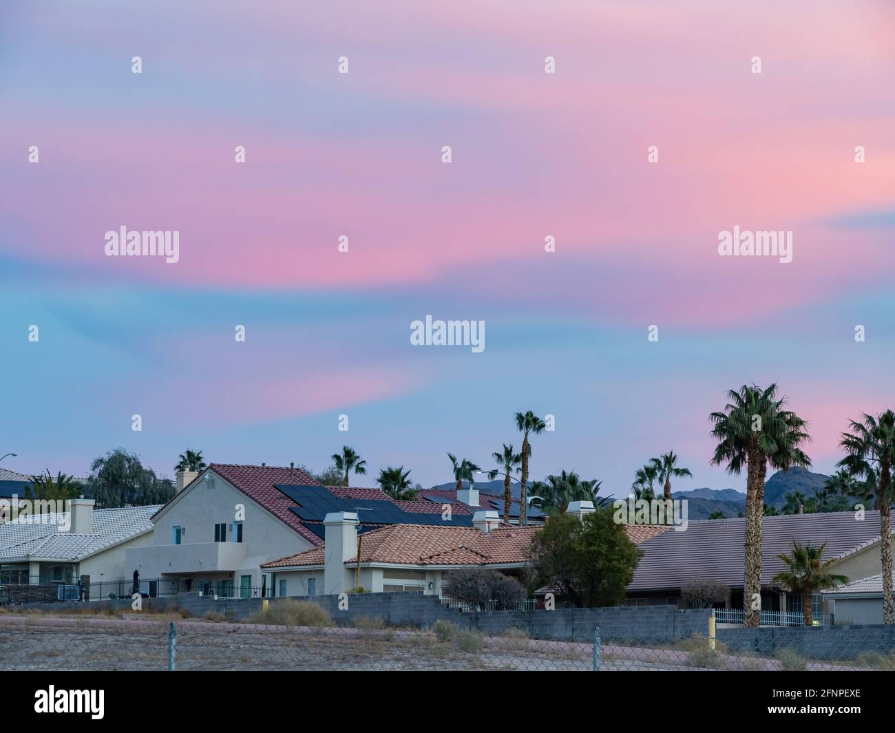 Beautiful afterglow, clouds and some residence building at Henderson ...