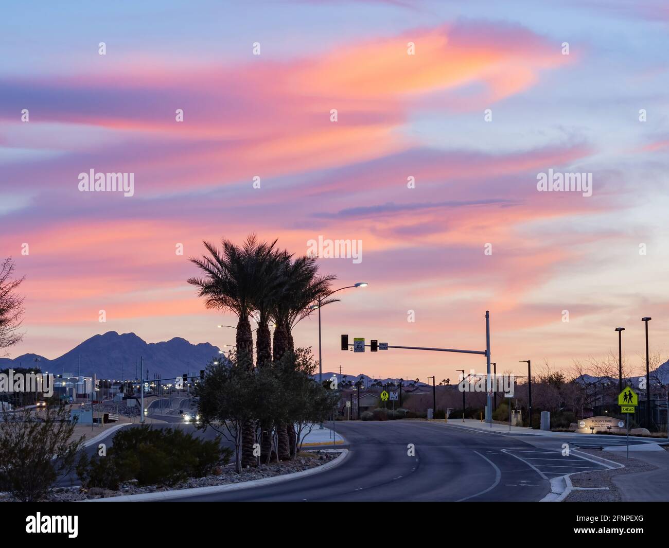 Beautiful afterglow, clouds and some residence building at Henderson ...