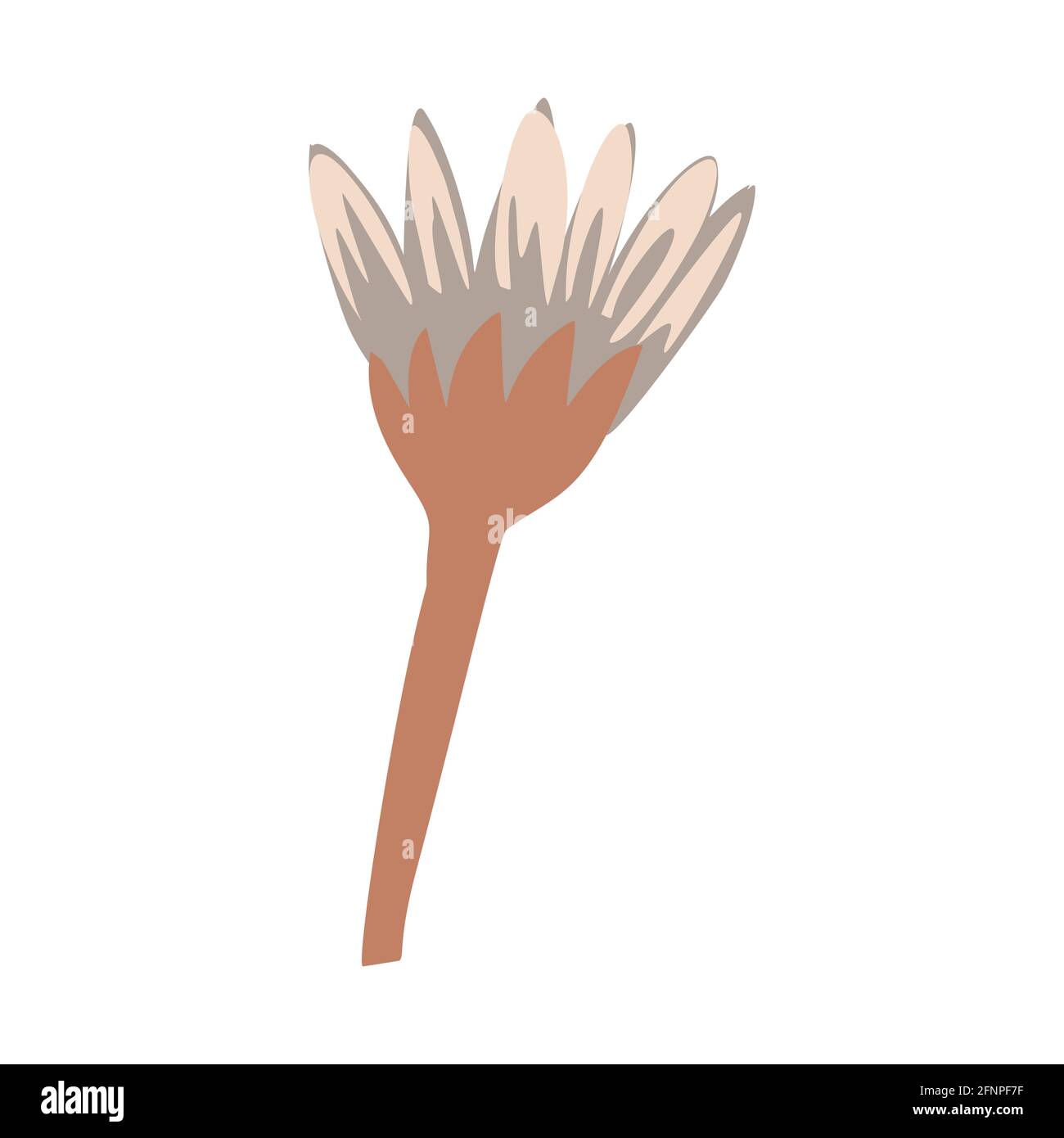 Naive carved doodle neutral flower motif icon. Cute rustic folk ...