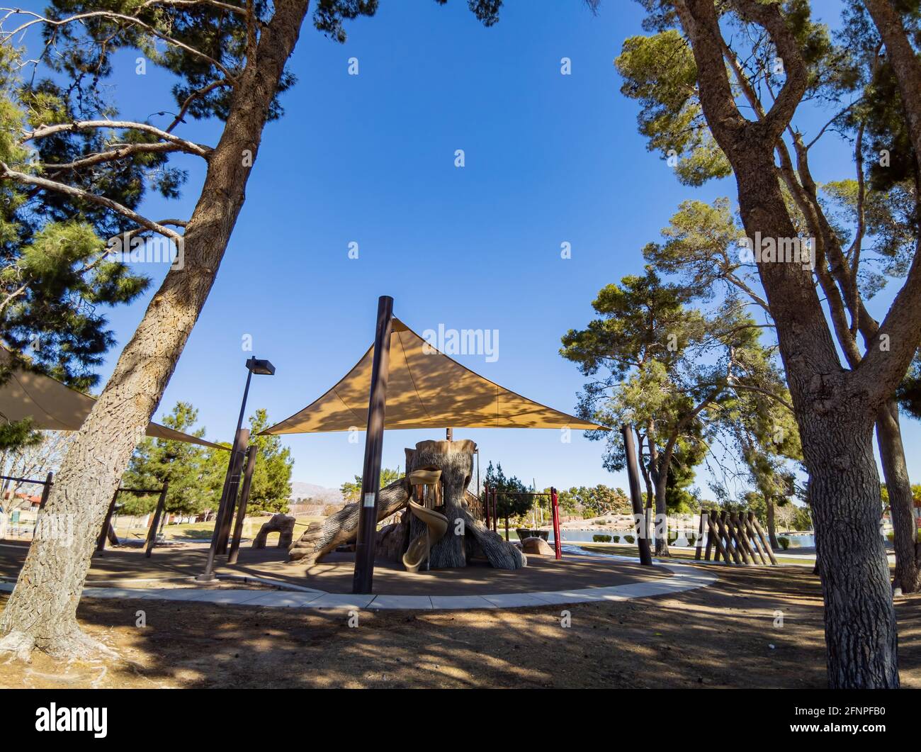 Sunny landscape of the Craig Ranch Regional Park at Las Vegas, Nevada ...