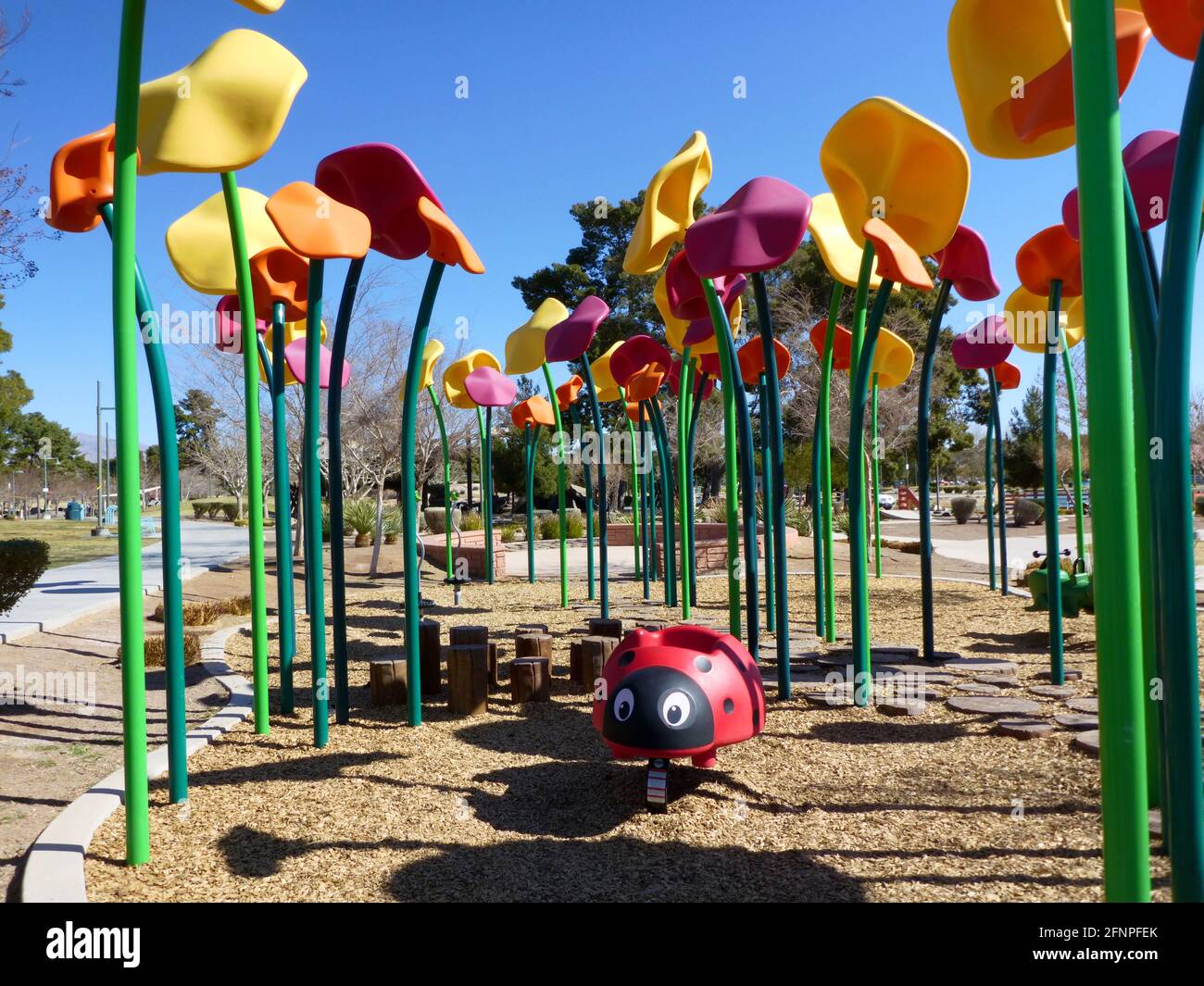 Sunny landscape of the Craig Ranch Regional Park at Las Vegas, Nevada ...