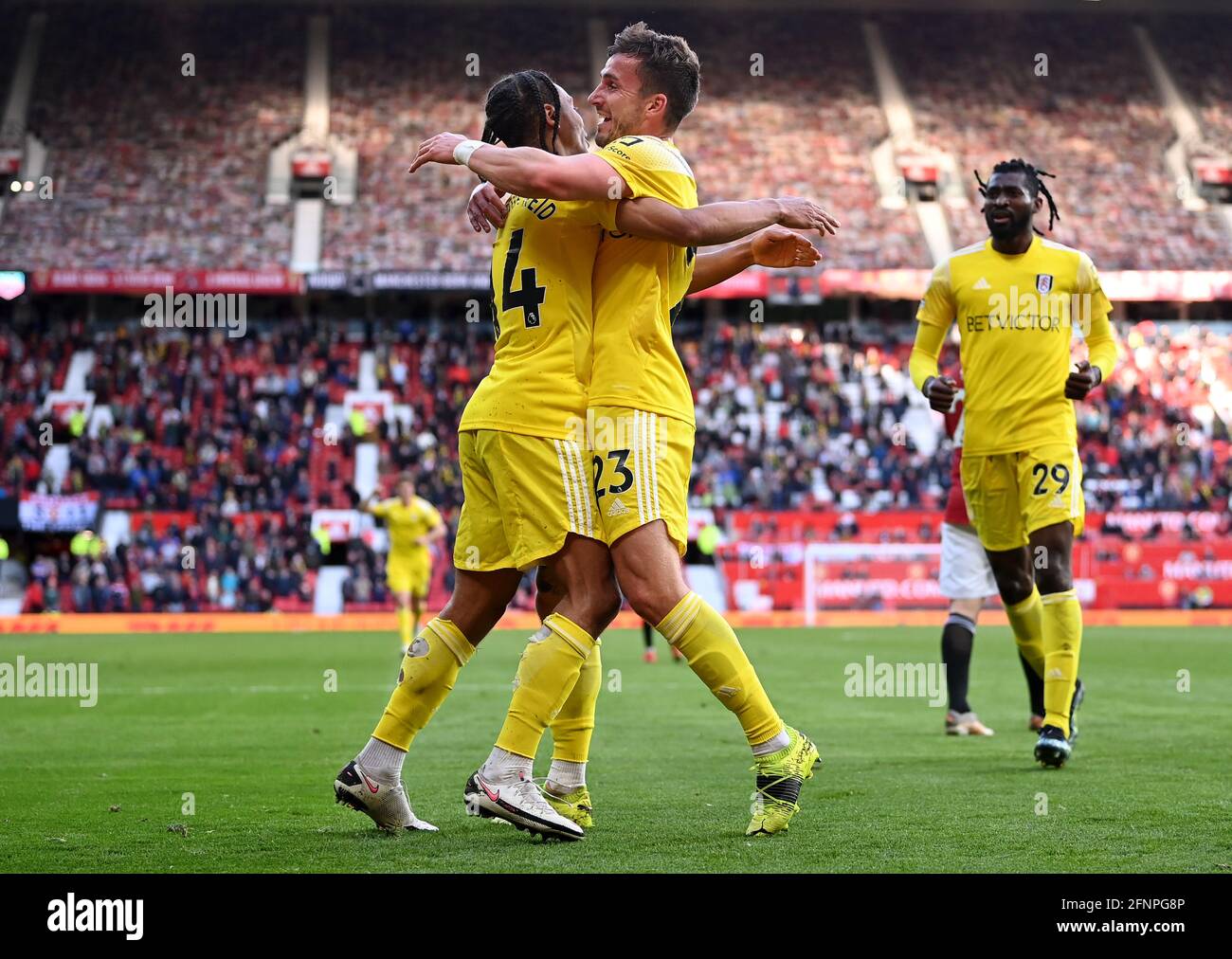 Fulham's Joe Bryan (right) celebrates scoring their side's first goal ...
