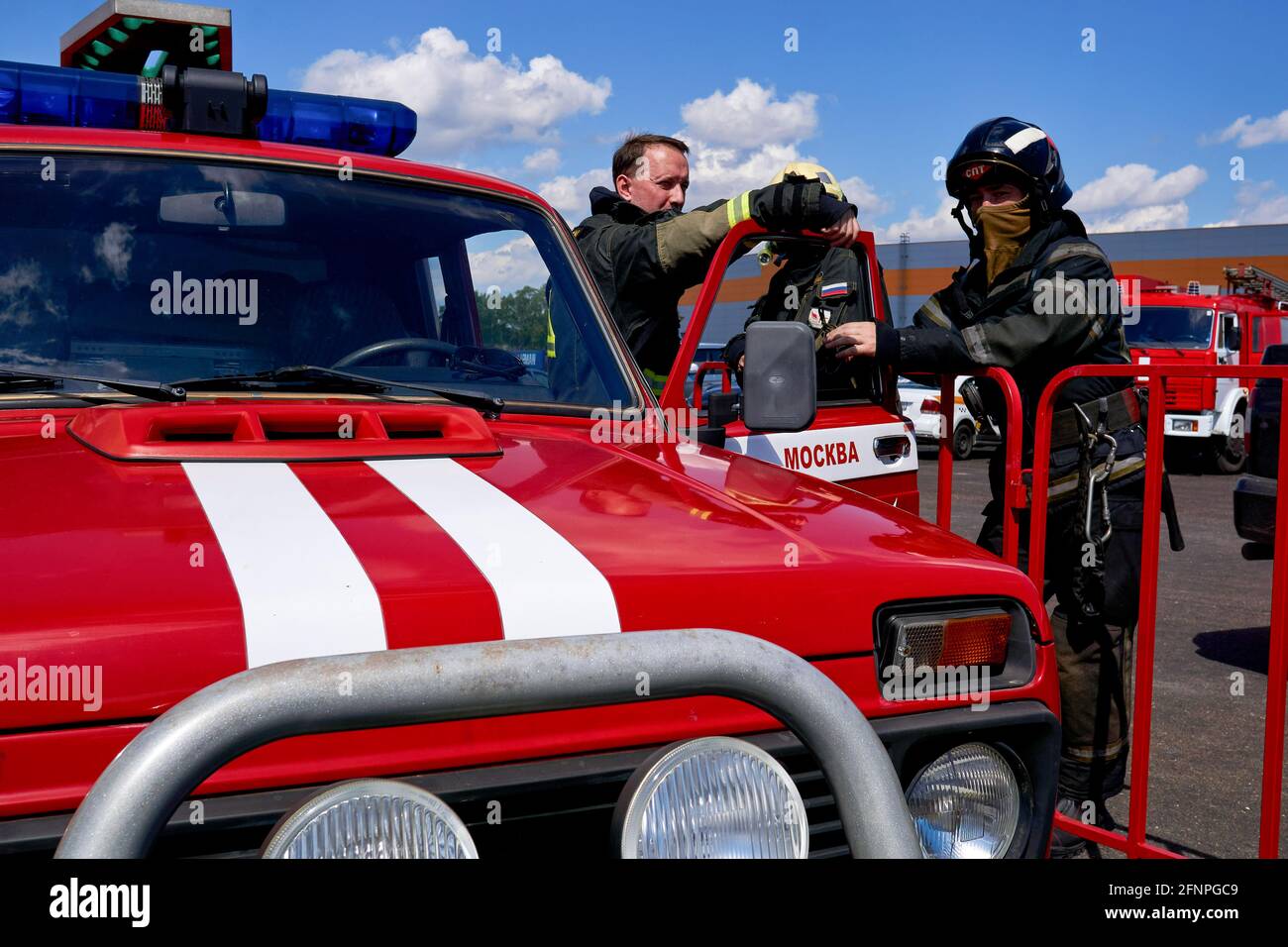 Firefighters seen before the race during the event. The annual classic ...