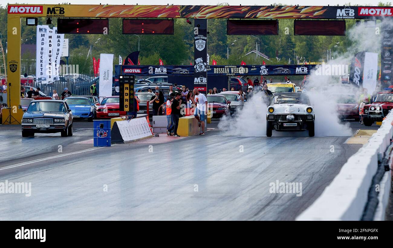 A car explosion seen at the start, during the event. The annual classic ...