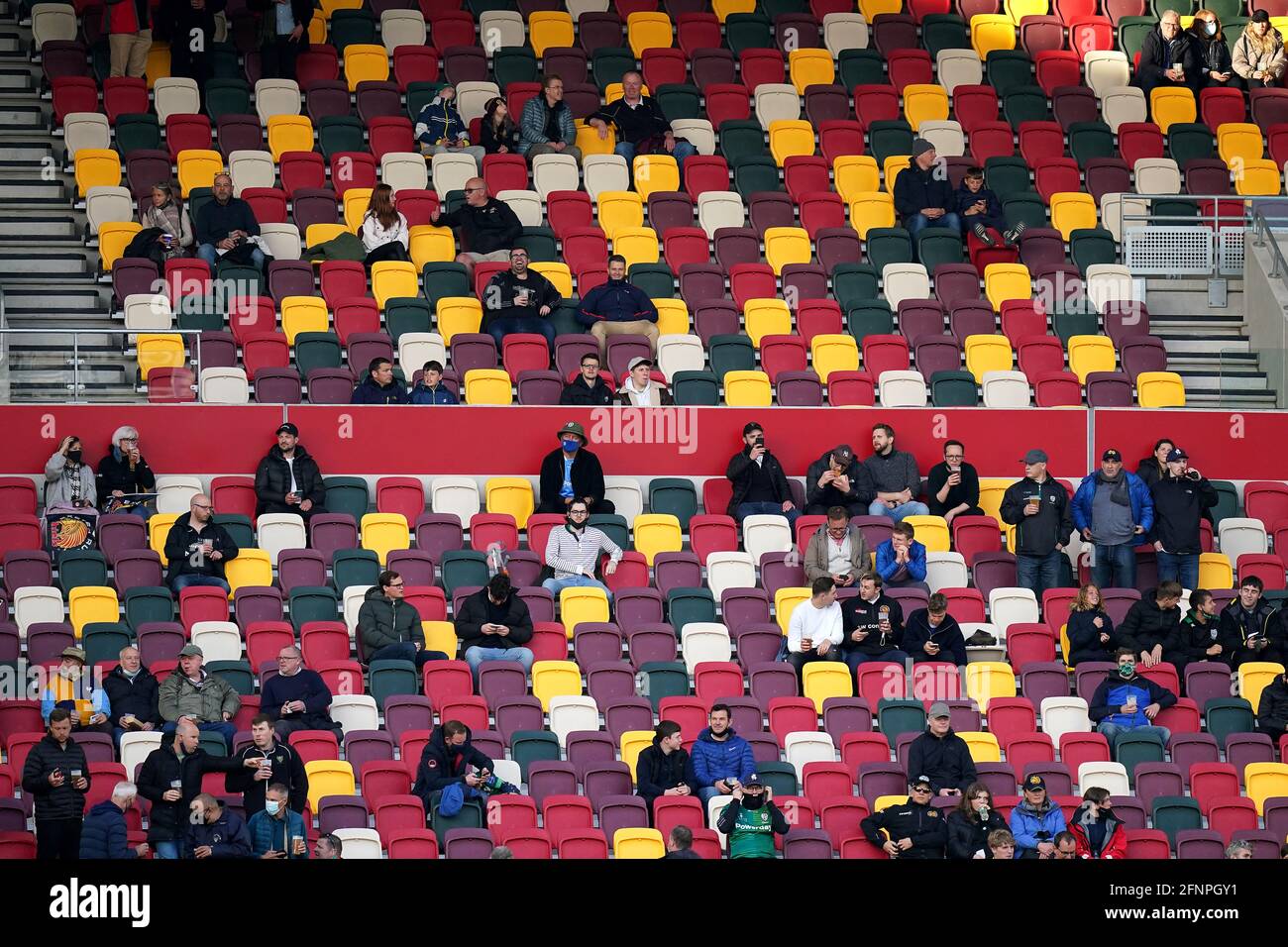 London Irish fans inside the stand before the Gallagher Premiership ...