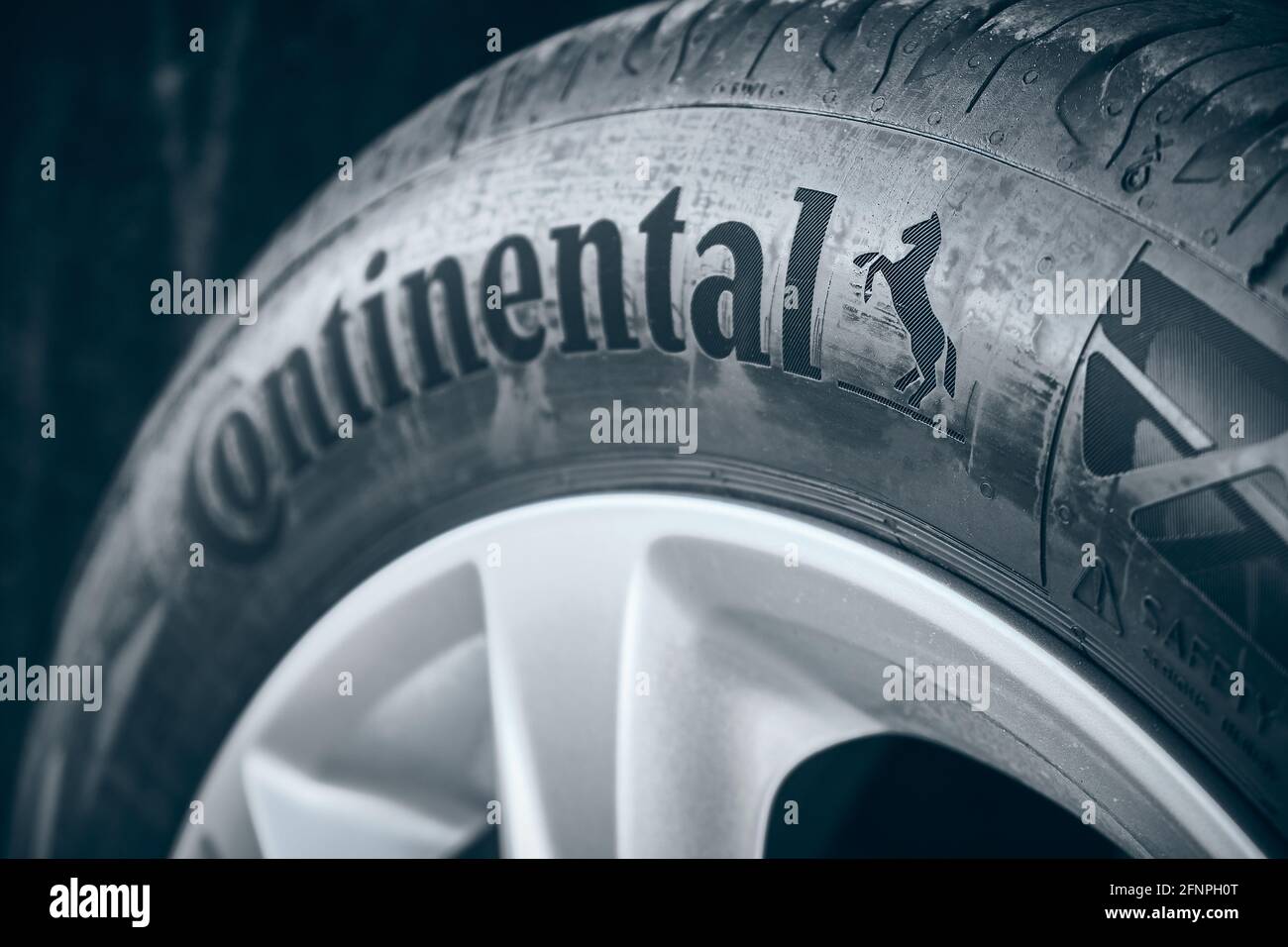 Horse logo at Continental car tyres Stock Photo - Alamy