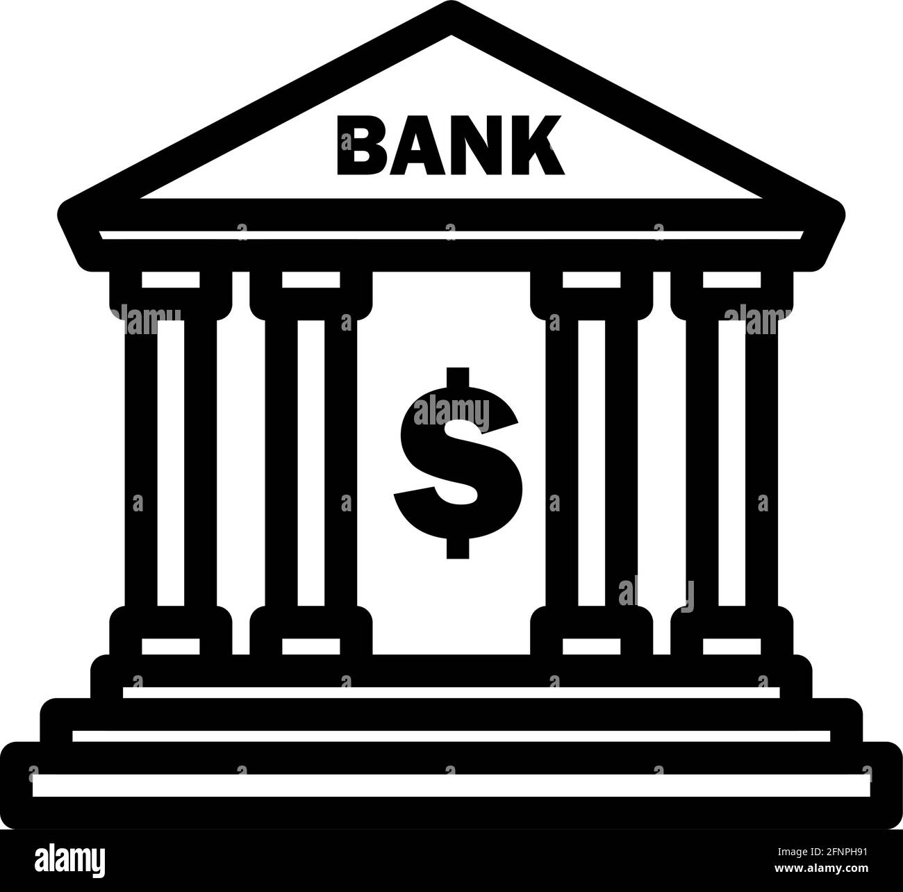 Bank Icon. Editable Bold Outline Design. Vector Illustration Stock ...