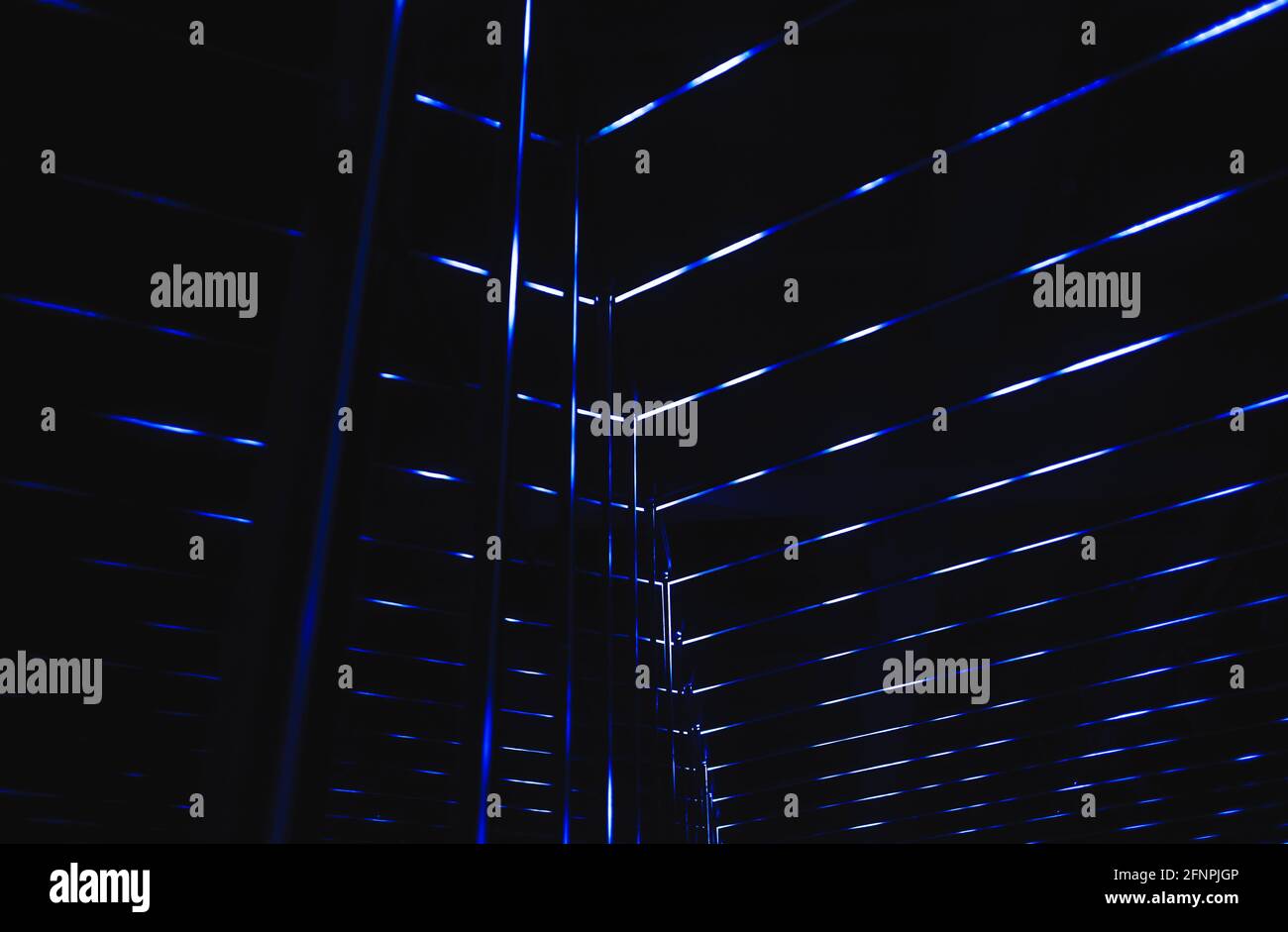 Blue neon light line in night club Stock Photo - Alamy