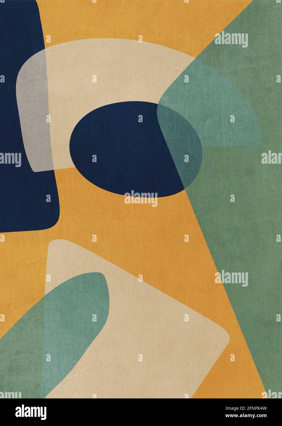 Trendy modern artwork with overlapping abstract shapes in forest colors ...