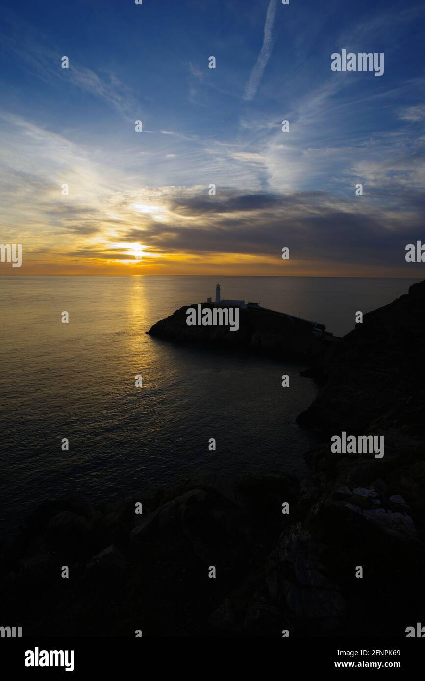 South Stack Lighthouse at Sunset, Isle of Anglesey Stock Photo - Alamy