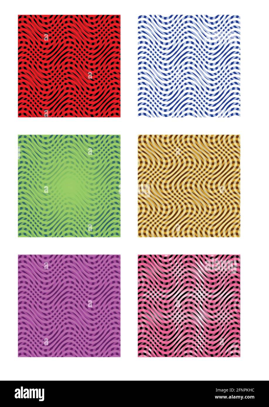 A set of six tiles with wave patterns in different color design Stock ...