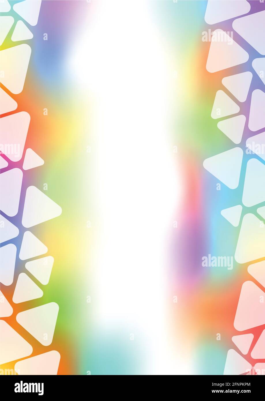Background with transparent triangle border on rainbow pastel area ...