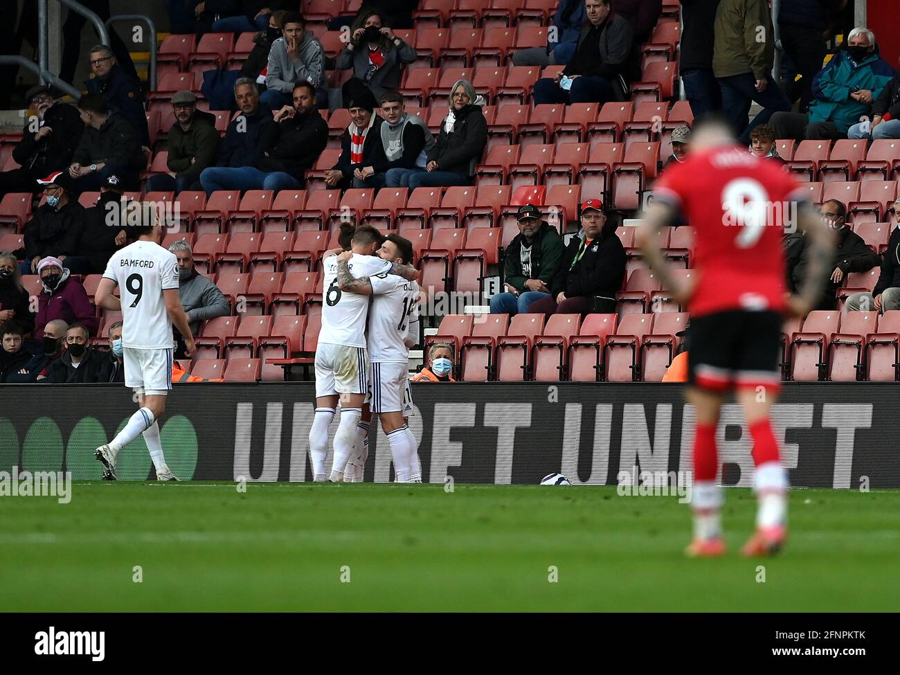 Leeds United's Tyler Roberts (hidden) celebrates scoring their side's ...