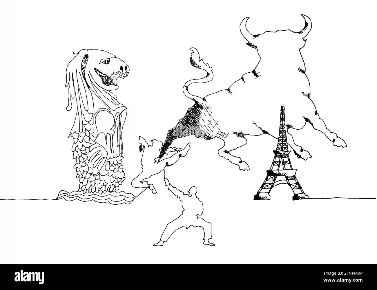 Vector illustration of landmarks and monuments from Asia and Europe ...