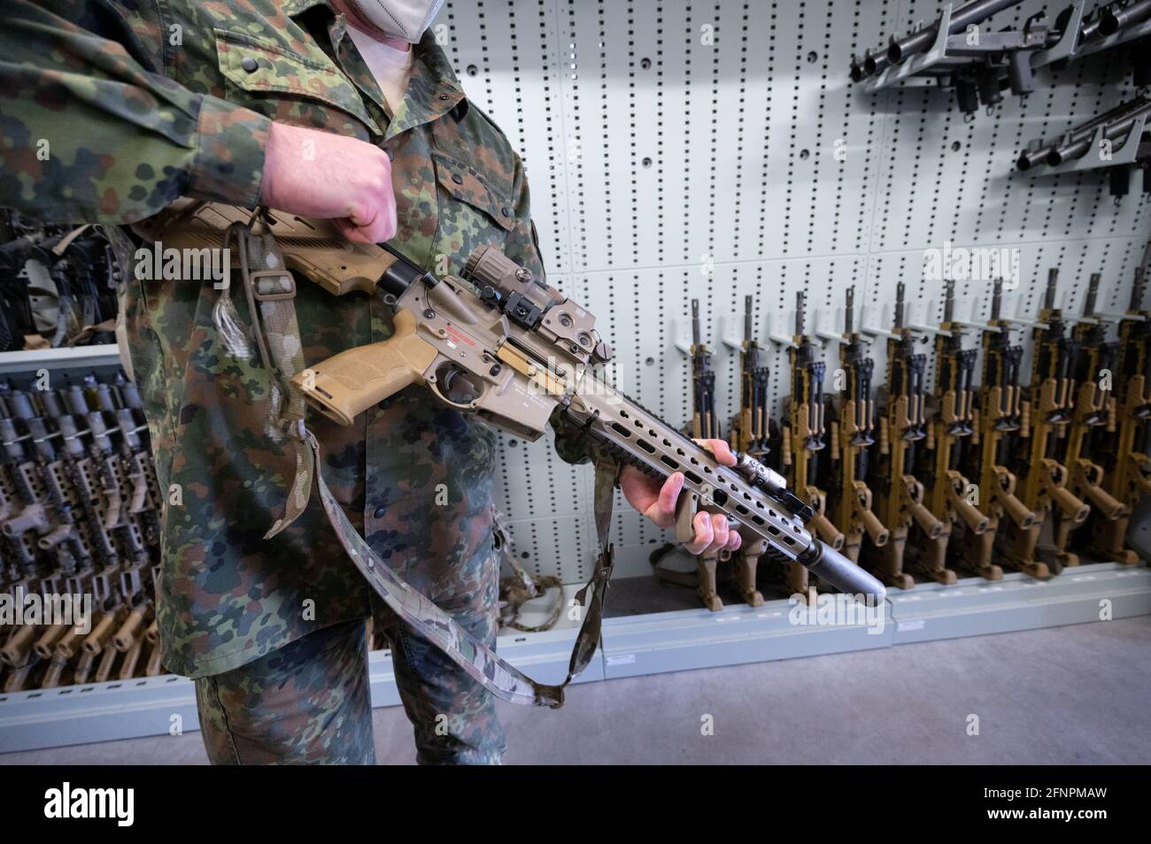 Calw, Germany. 11th May, 2021. A member of the support forces of the ...