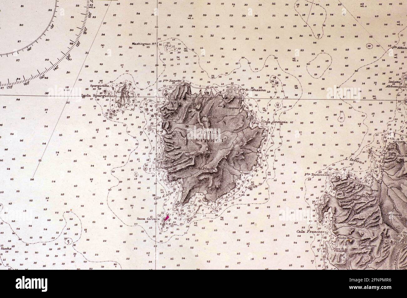 Maddaòena and adjacent islands, Sardinia, Italy. Nautical chart ...