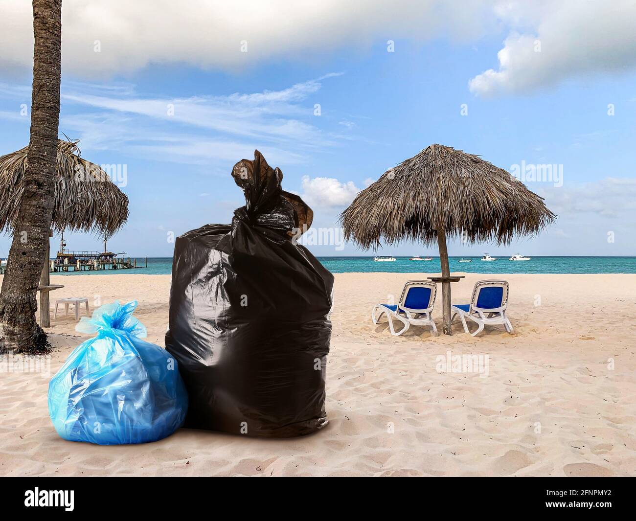 Gathered garbage at sea resort. Ecology concept Stock Photo - Alamy