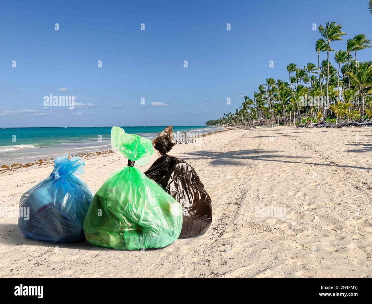 Gathered garbage on sea coast. Ecology concept Stock Photo - Alamy