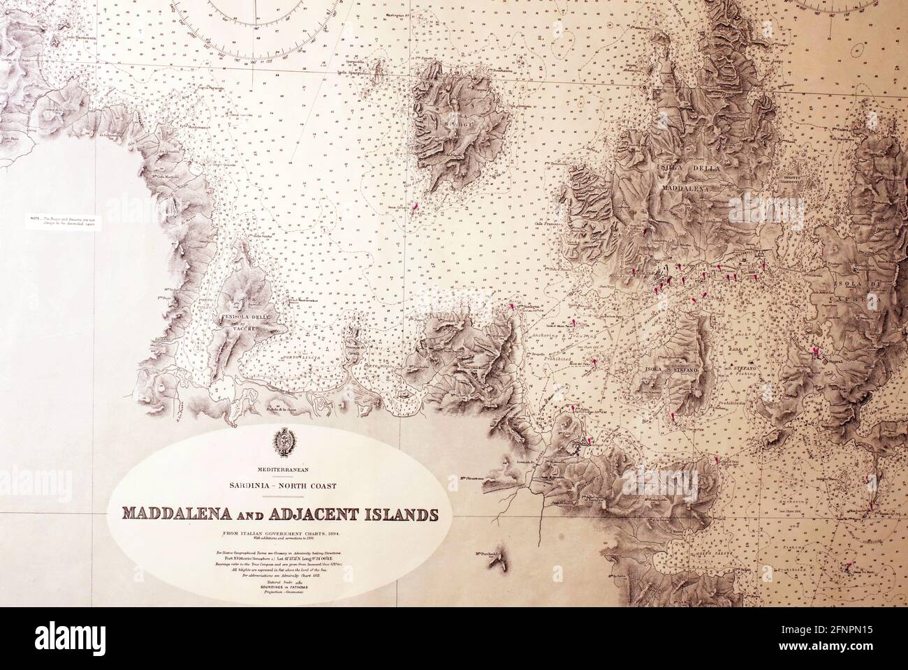 Maddaòena and adjacent islands, Sardinia, Italy. Nautical chart ...
