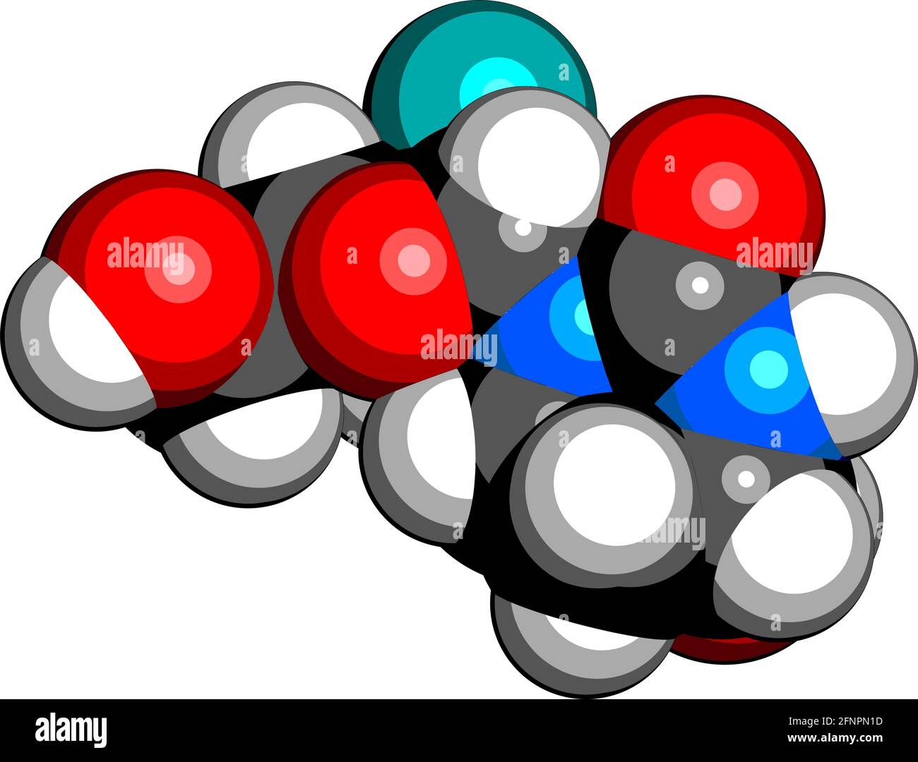 Cedazuridine drug molecule. 3D rendering. Atoms are represented as ...