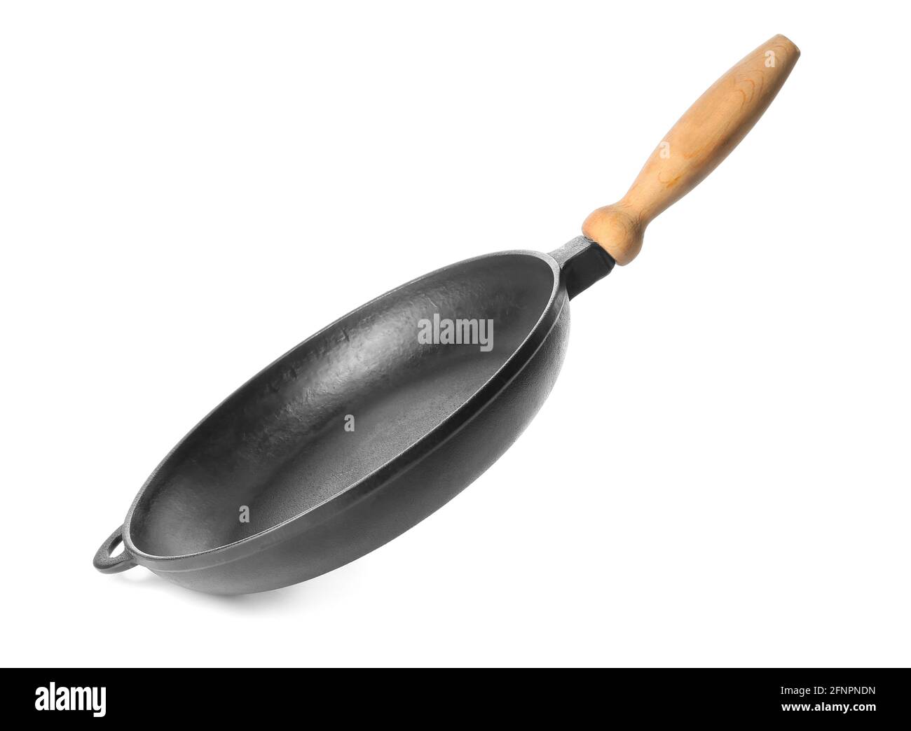 Clean frying pan on white background Stock Photo - Alamy