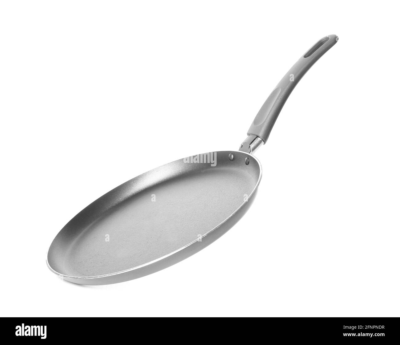 Clean frying pan on white background Stock Photo - Alamy