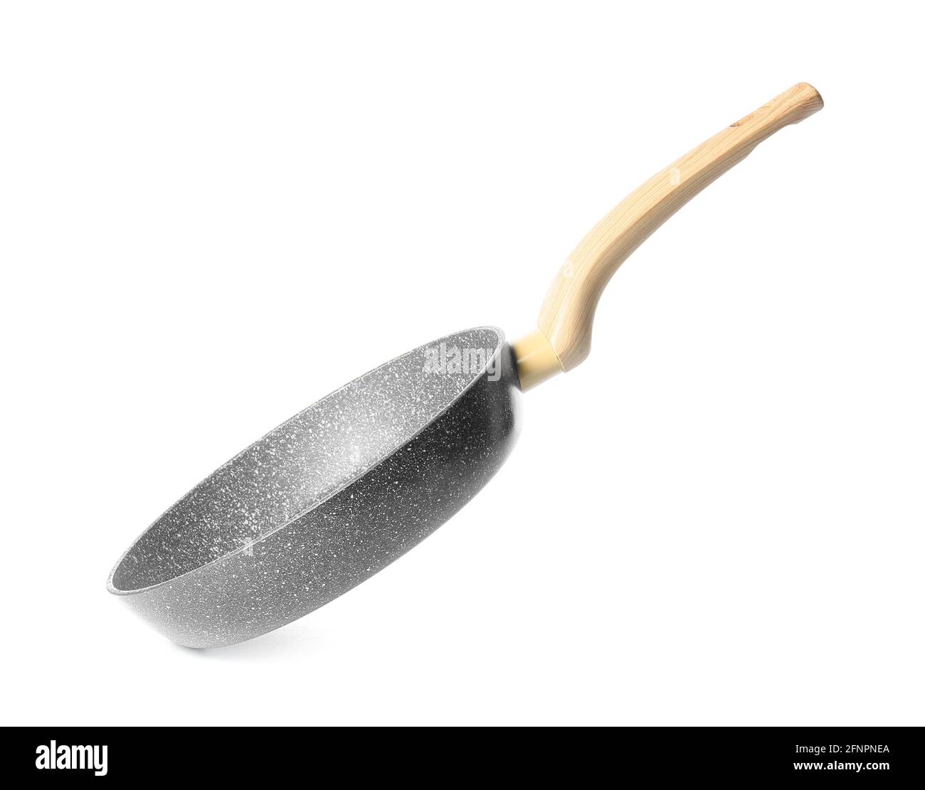 Clean frying pan on white background Stock Photo - Alamy
