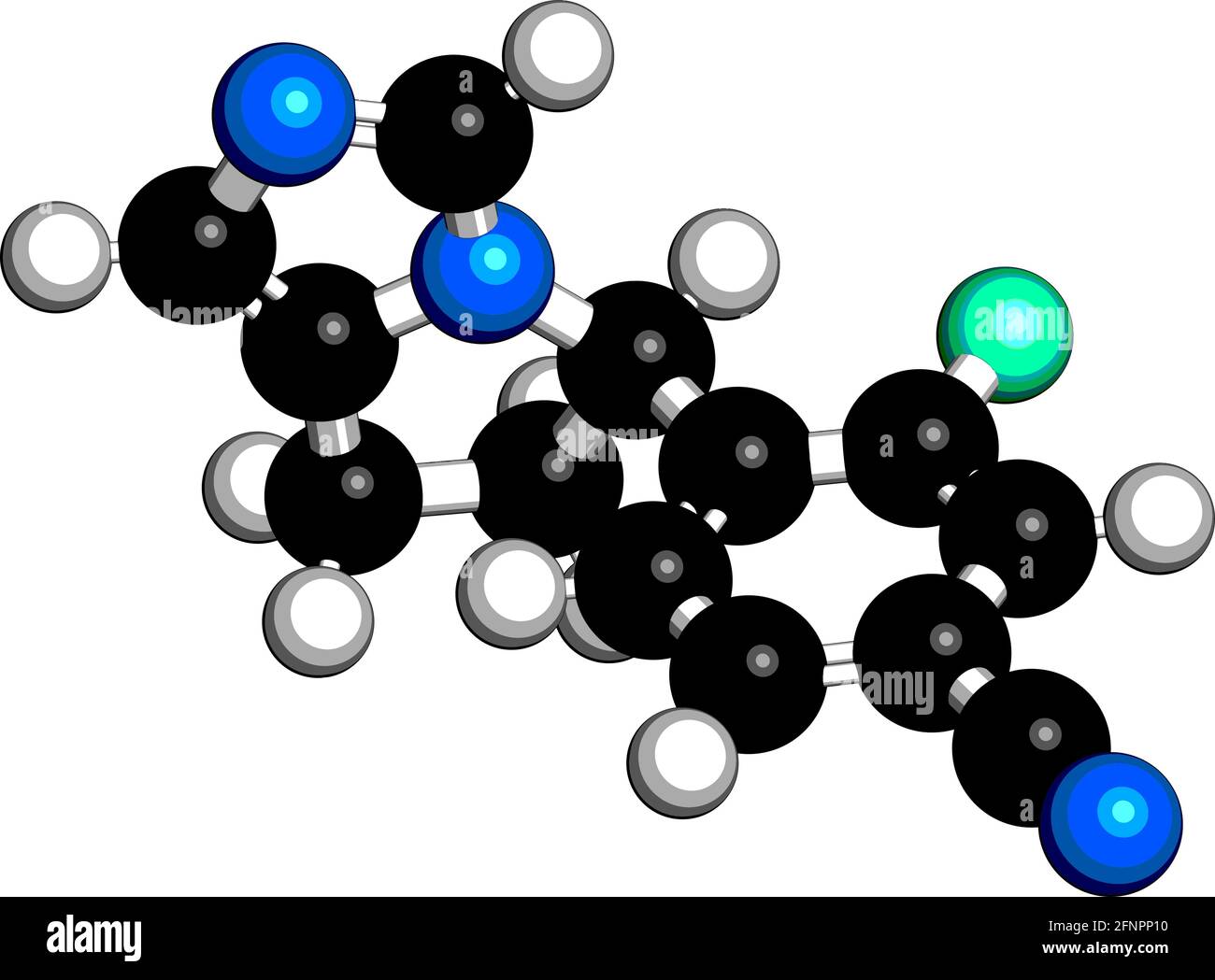 Osilodrostat Cushing's syndrome drug molecule. 3D rendering. Atoms are ...