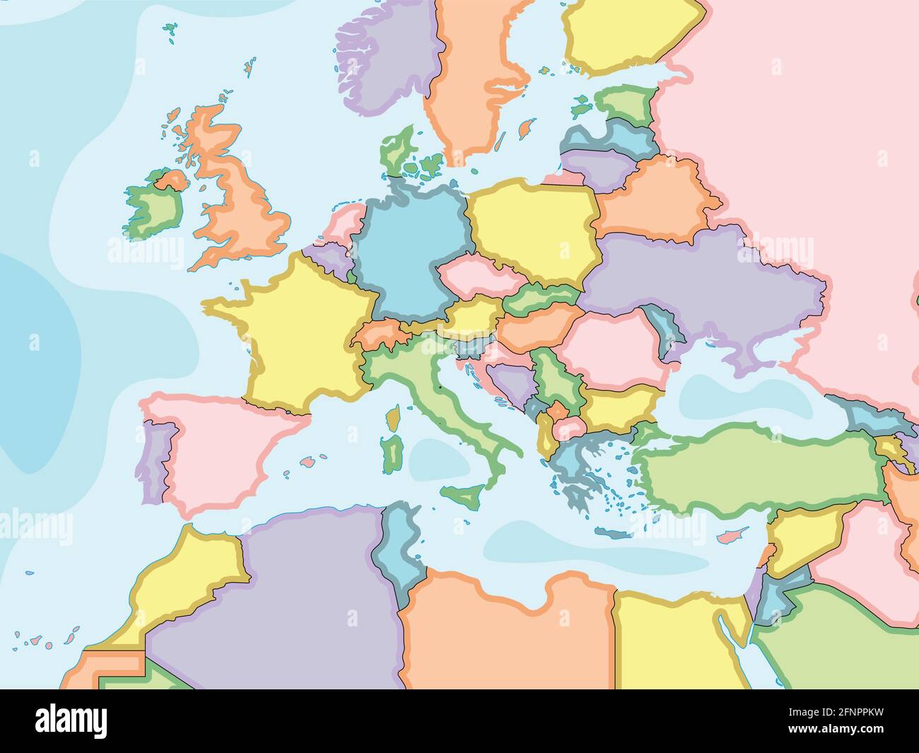 Continental Europe map - hand-drawn cartoon style Stock Vector Image ...