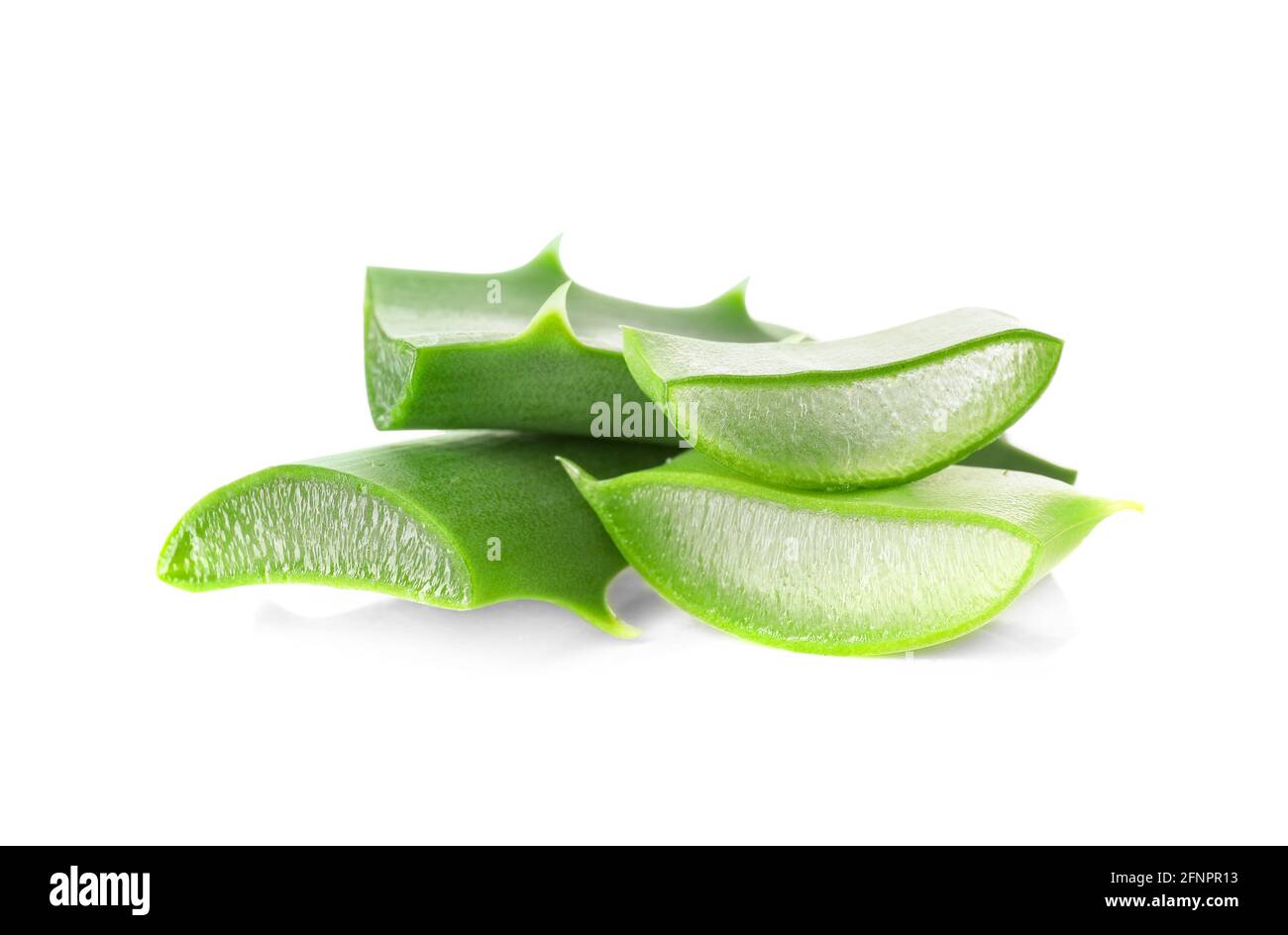 Fresh cut aloe on white background Stock Photo - Alamy