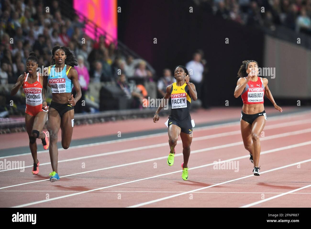 Shaunae Miller-Uibo (BAH), Simone Facey (JAM), Mujinga Kambundji (SUI ...