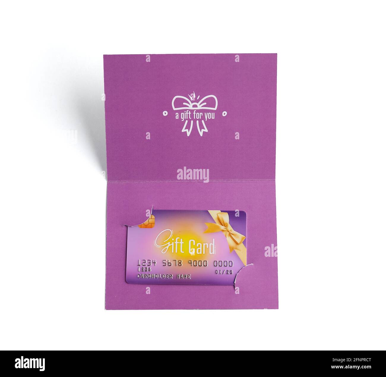 Gift card on white background Stock Photo - Alamy