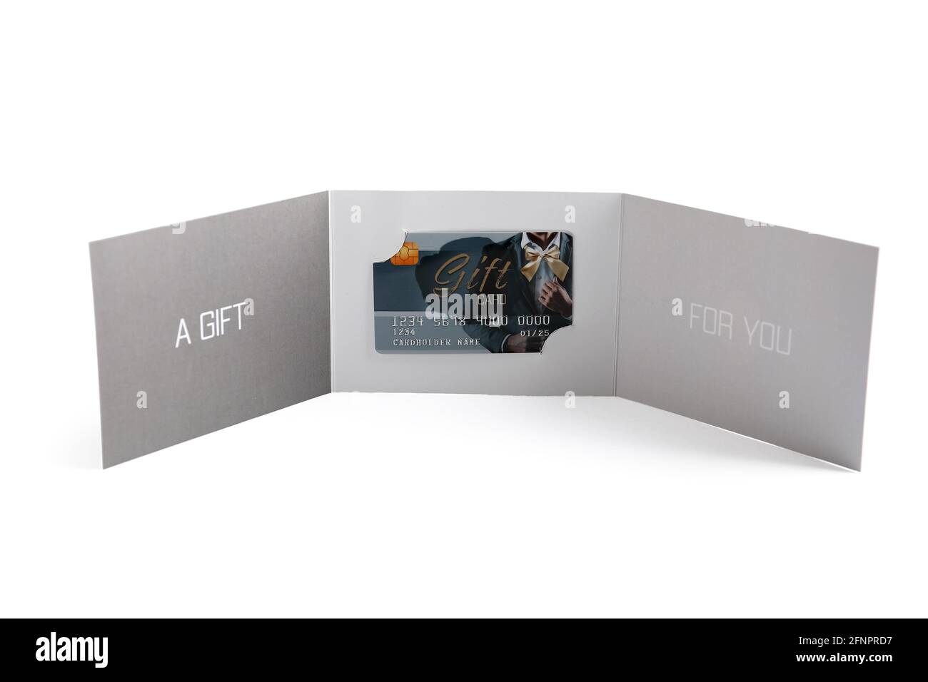 Gift card on white background Stock Photo - Alamy