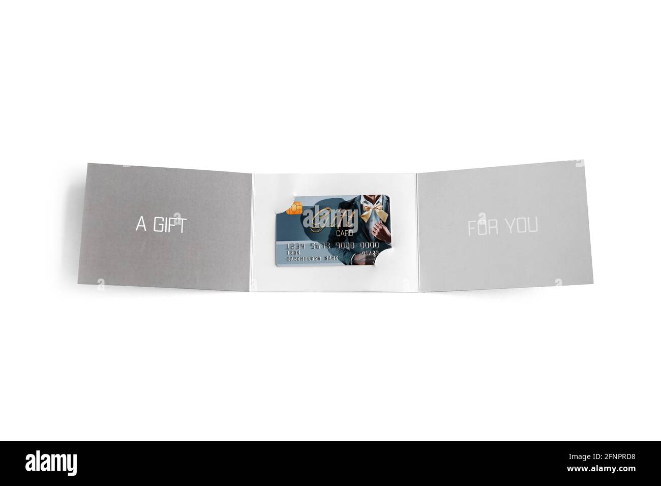 Gift card on white background Stock Photo - Alamy