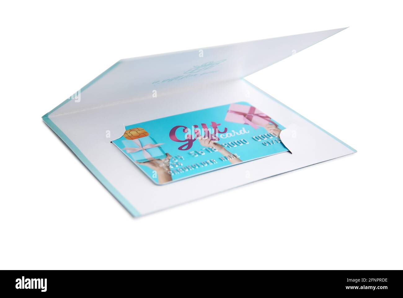 Gift card on white background Stock Photo - Alamy