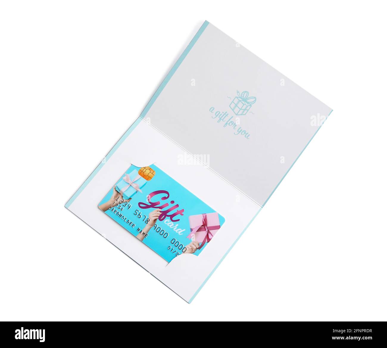 Gift card on white background Stock Photo - Alamy