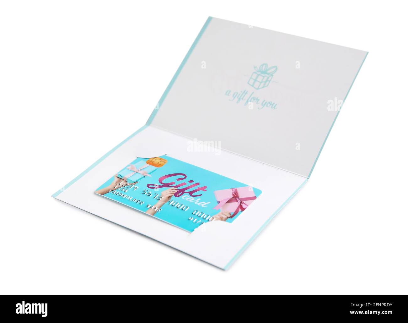 Gift card on white background Stock Photo - Alamy