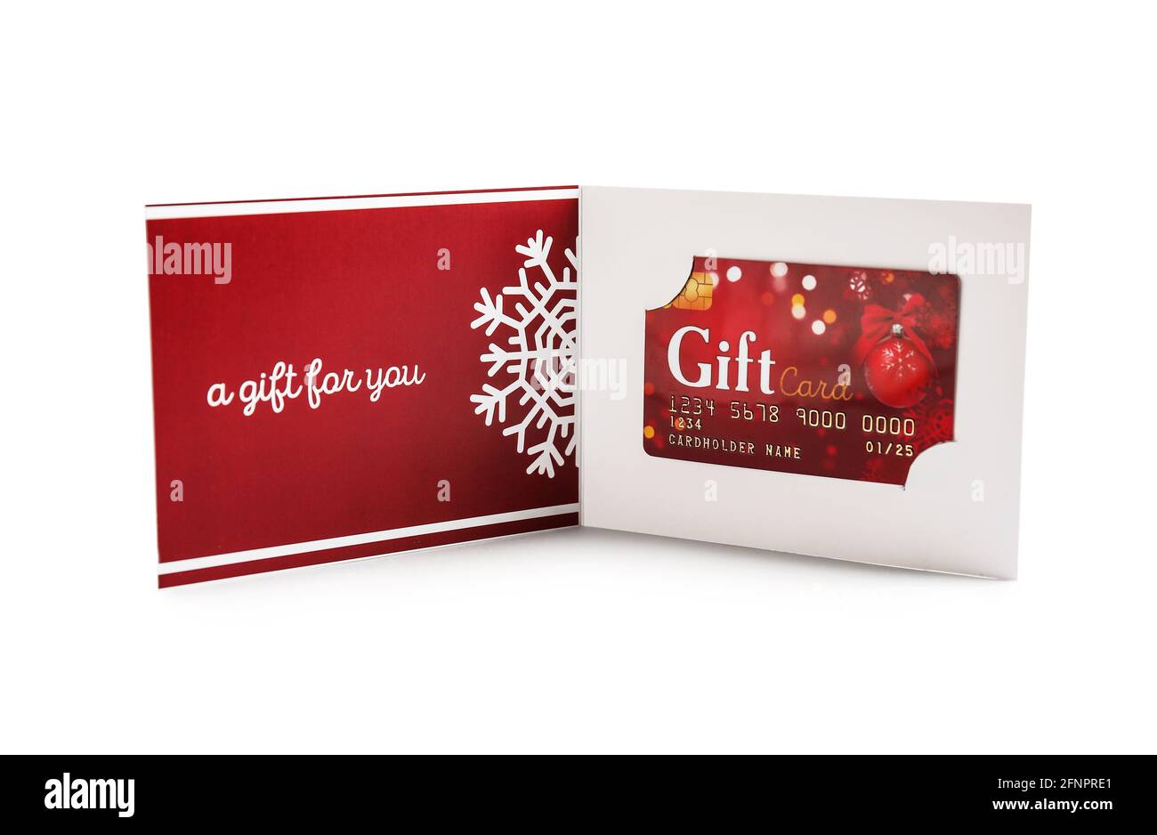 Gift card on white background Stock Photo - Alamy