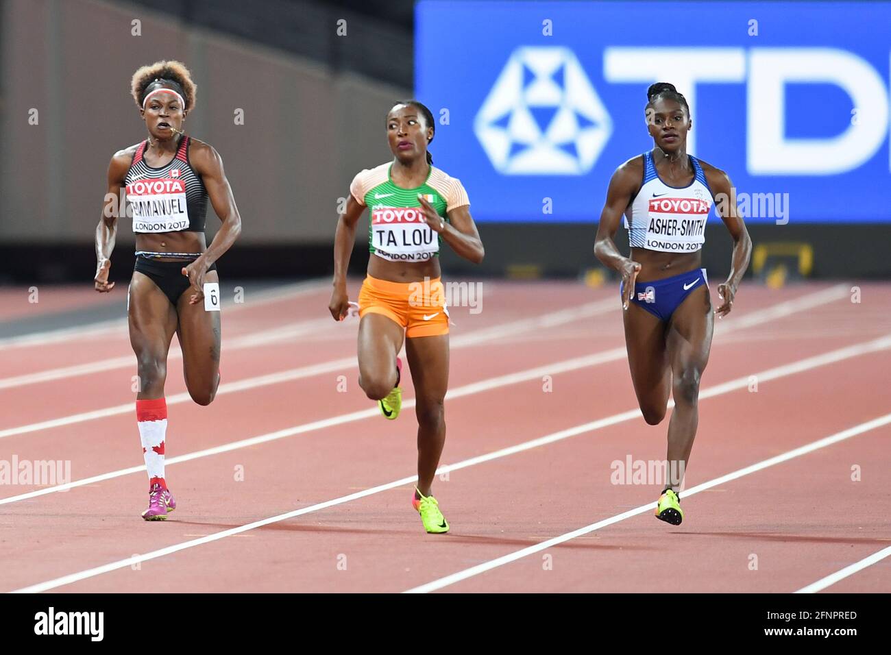 Marie-Josée Ta Lou (CIV), Dina Asher-Smith (GBR), Crystal Emmanuel (CAN ...