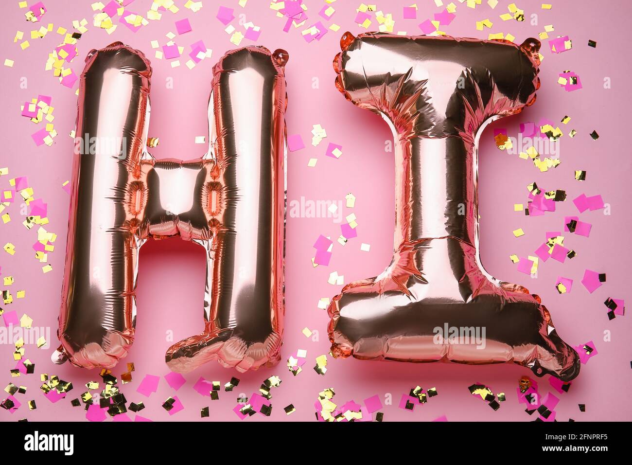 Word HI made of balloons on color background Stock Photo - Alamy