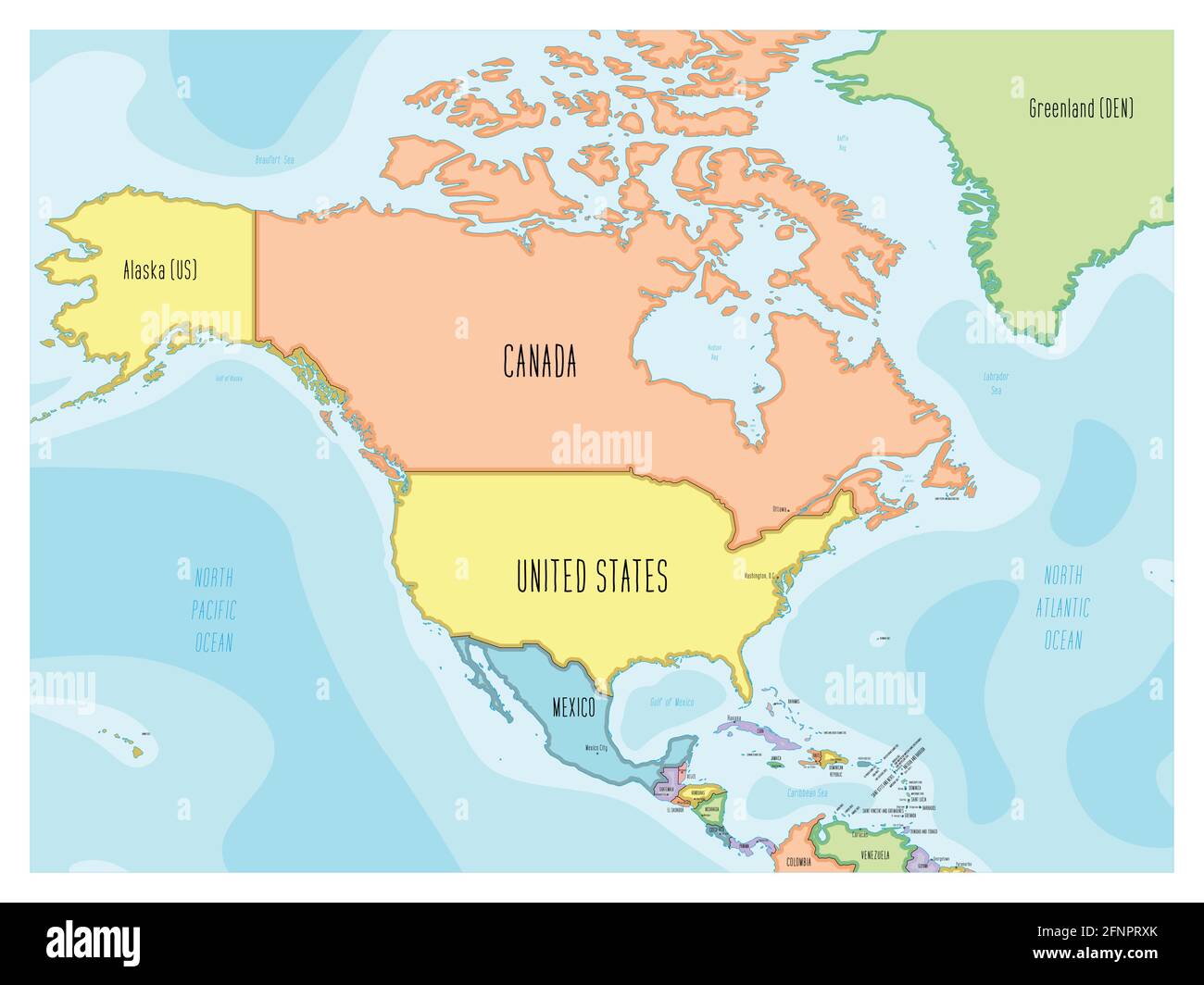 North America map - hand-drawn cartoon style Stock Vector Image & Art ...