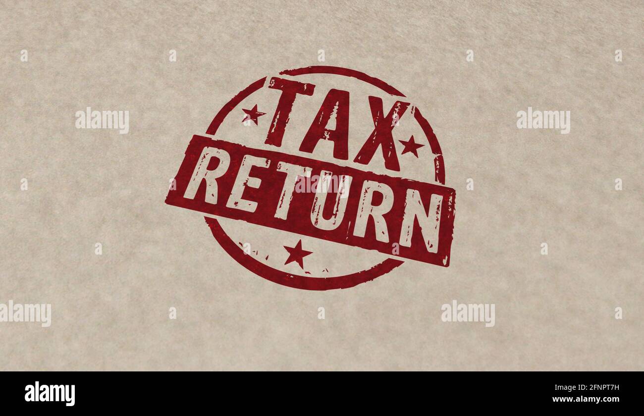Tax return stamp icons in few color versions. Taxation refund ...