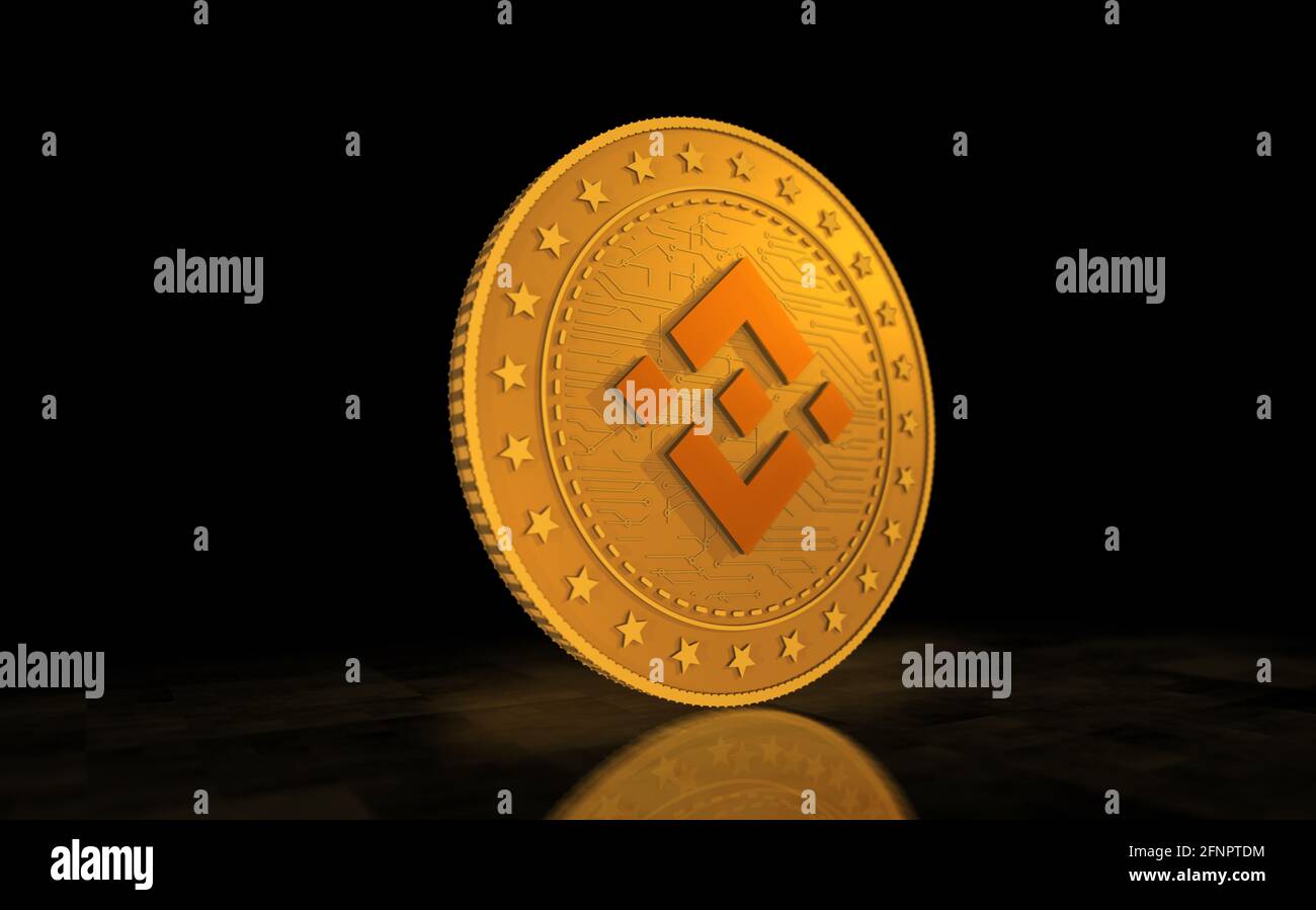 Binance BNB cryptocurrency symbol gold coin on green screen background ...