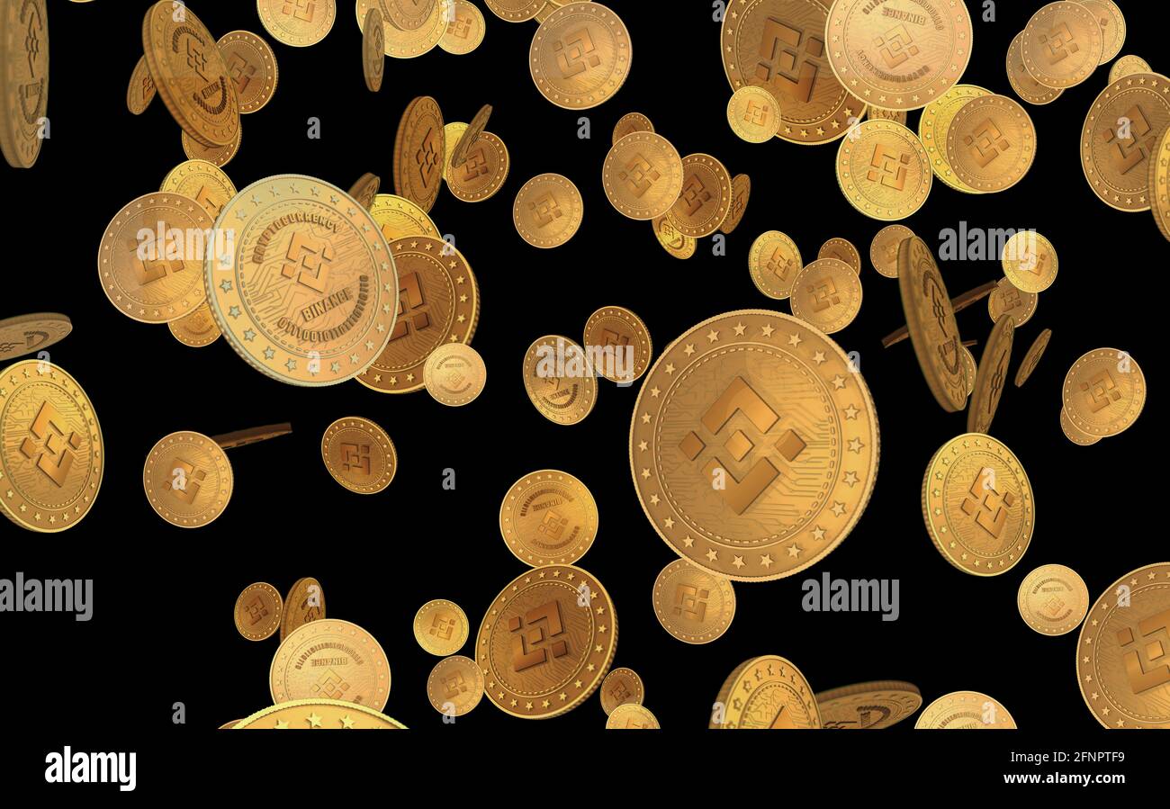 Binance BNB cryptocurrency symbol gold coin on green screen background ...