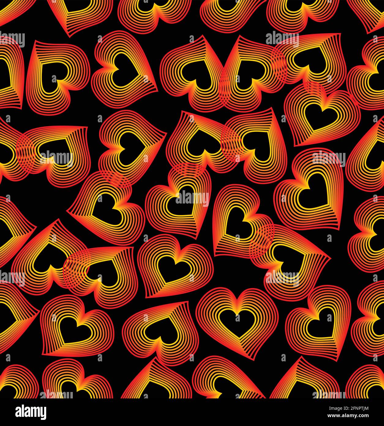 Seamless background with outline heart pattern on the black area Stock ...