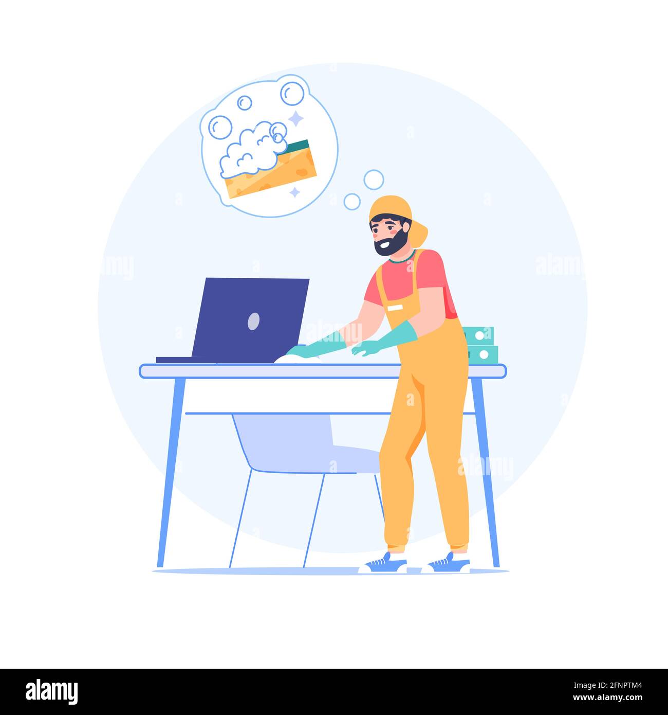 Flat cartoon cleaning service employee character,vector illustration ...
